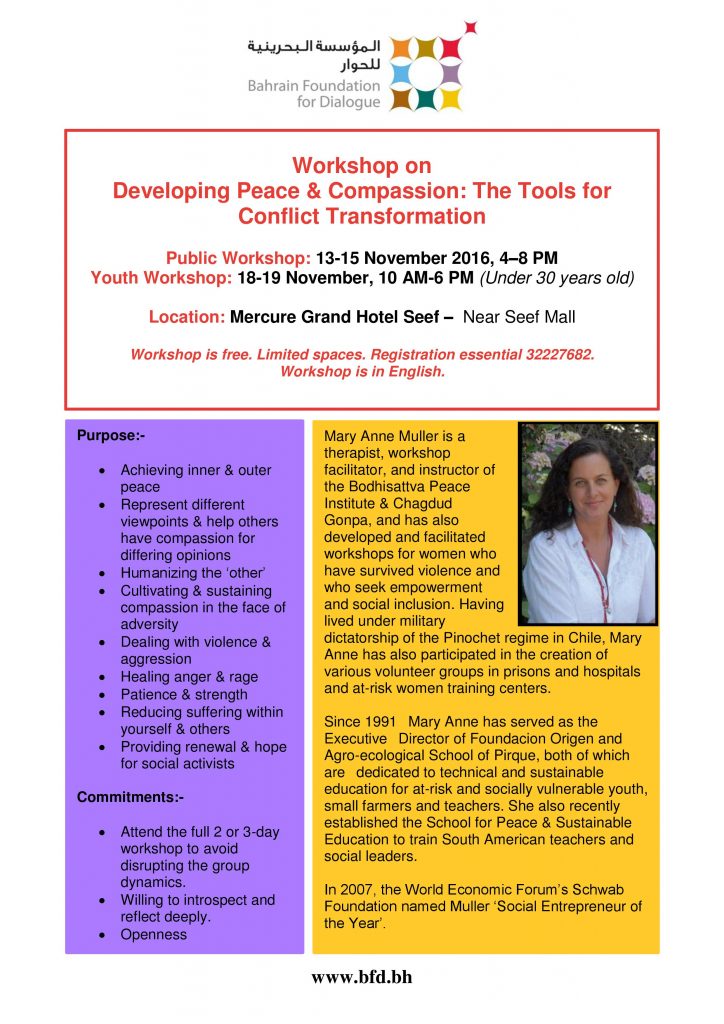 Workshop on Developing Peace & Compassion: The Tools for Conflict ...